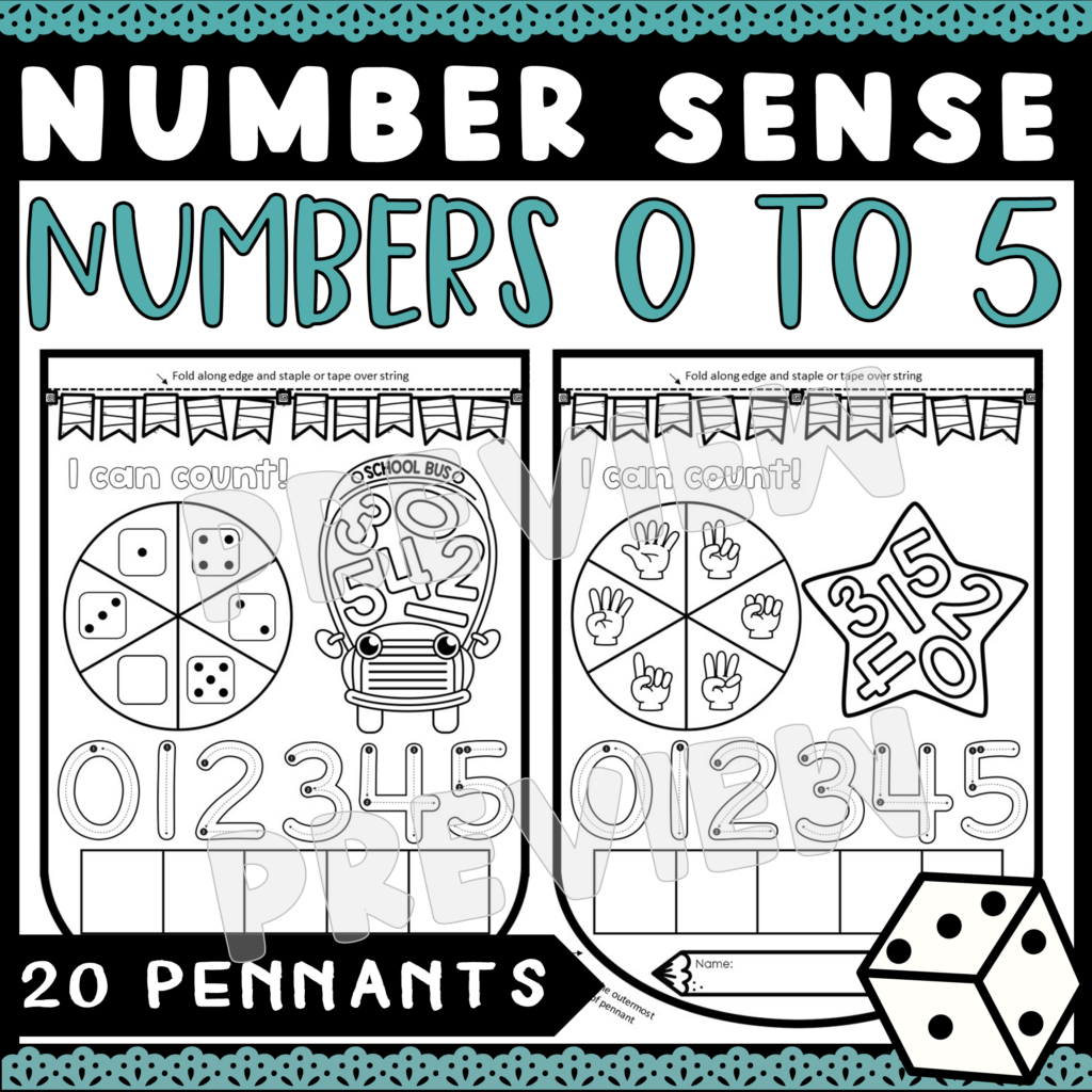 0 to 5 Number Sense Subitizing Pennants Bunting Counting to 5 | Made By ...