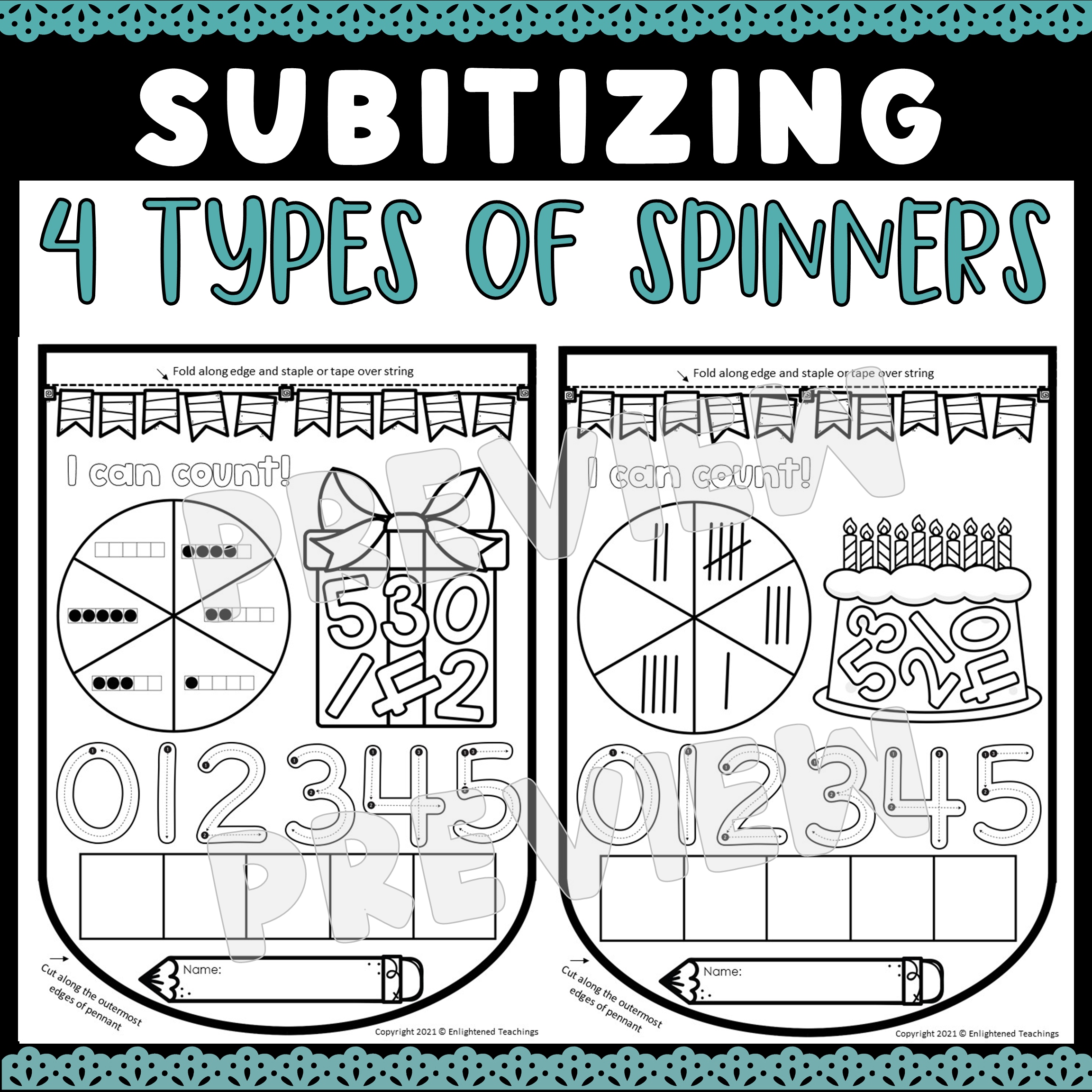 0 to 5 Number Sense Subitizing Pennants Bunting Counting to 5 | Made By ...
