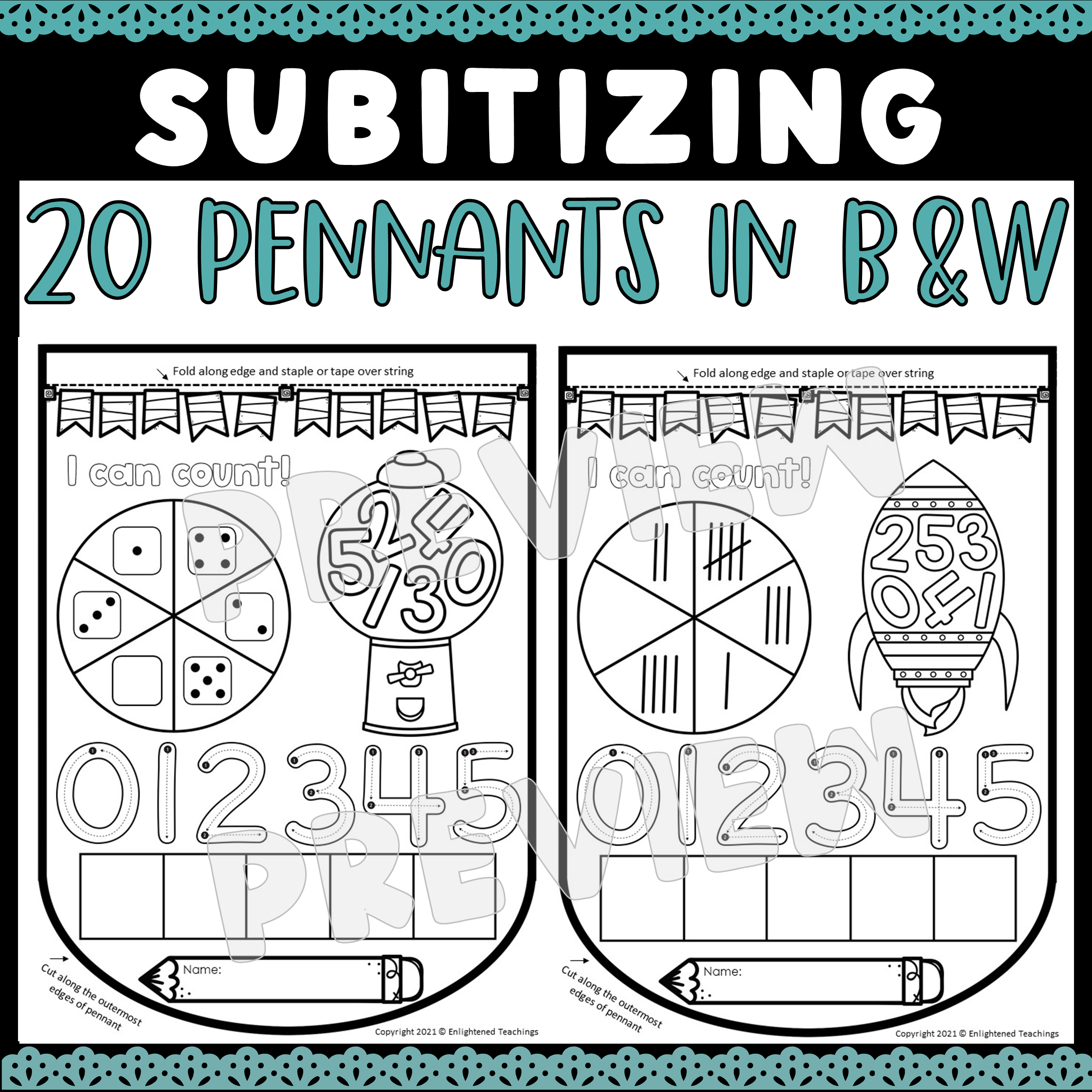 0 to 5 Number Sense Subitizing Pennants Bunting Counting to 5 | Made By ...