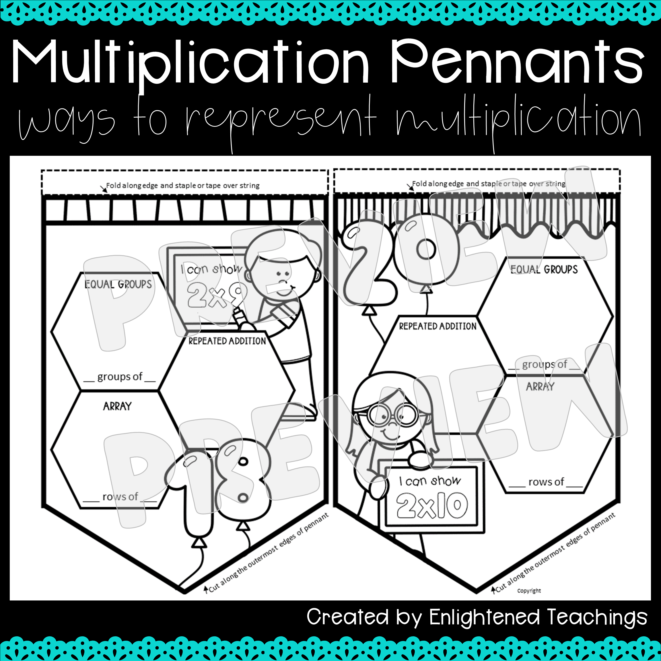 Multiplication Fact Pennants- 2 Times Tables - Ways to represent ...
