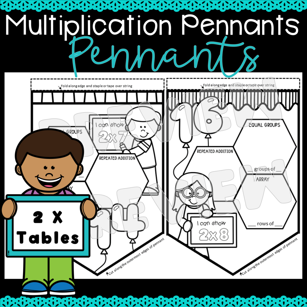 Multiplication Fact Pennants- 2 Times Tables - Ways to represent ...