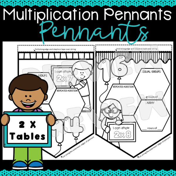 Multiplication Fact Pennants- 2 Times Tables - Ways to represent ...