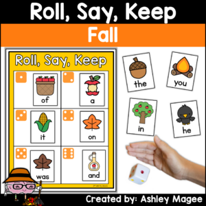 Fall Sight Word Activity Roll, Say, Keep with First 300 Fry Words Game ...