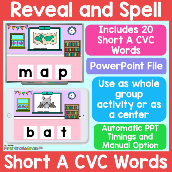 Short A Phonics Activity Word Work Interactive PowerPoint - Reveal and ...