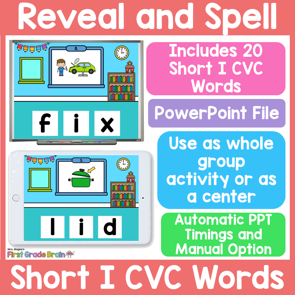 Short I Phonics Activity CVC Word Work Interactive PowerPoint - Reveal ...