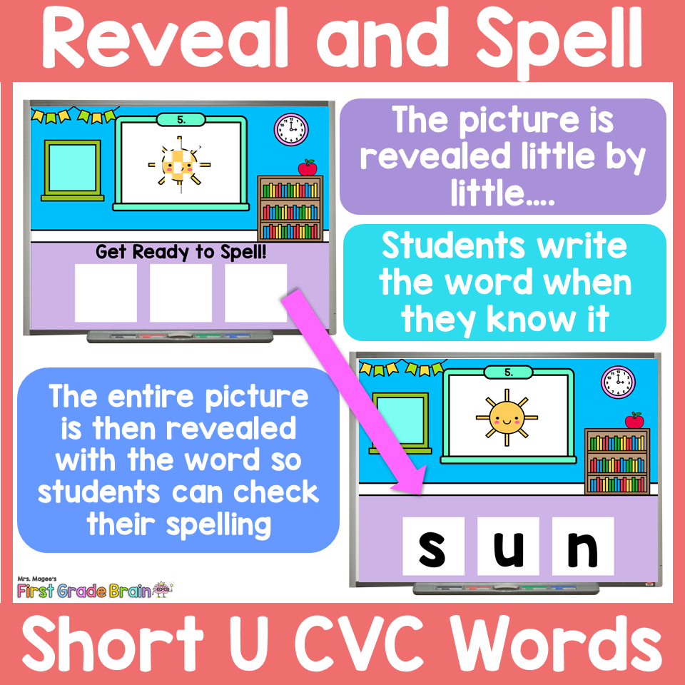 Short U Phonics Activity CVC Word Work Interactive PowerPoint - Reveal ...