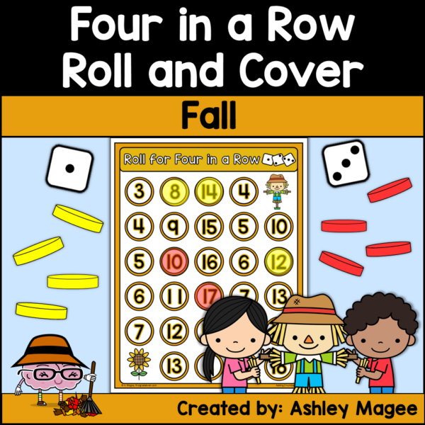 Fall Math Activity Games Four in a Row Addition Center Roll and Add ...