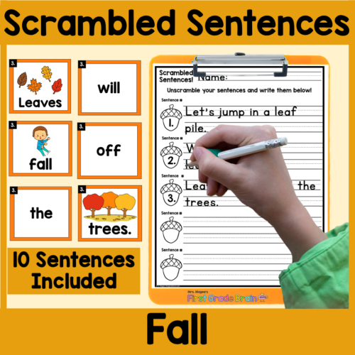 Fall Scrambled Sentences Writing Center Activity | Made By Teachers
