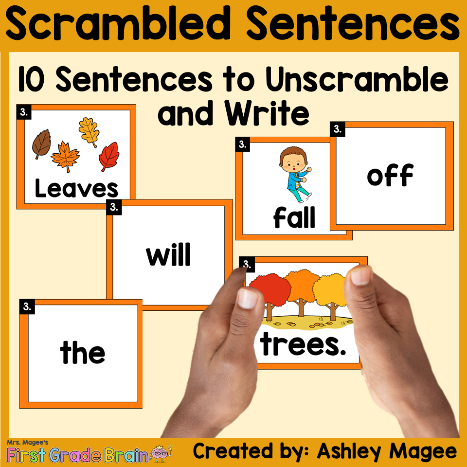 Fall Scrambled Sentences Writing Center Activity | Made By Teachers