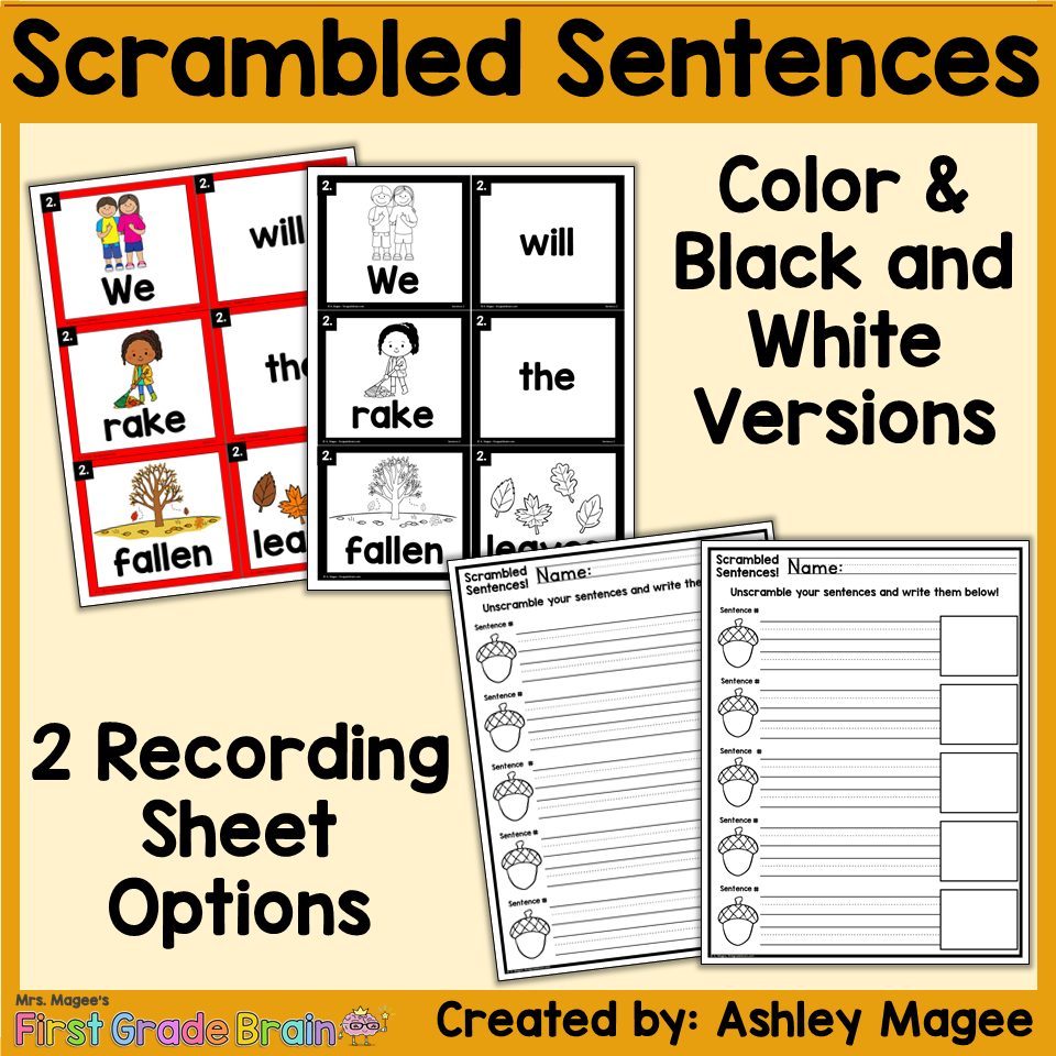 Fall Scrambled Sentences Writing Center Activity | Made By Teachers