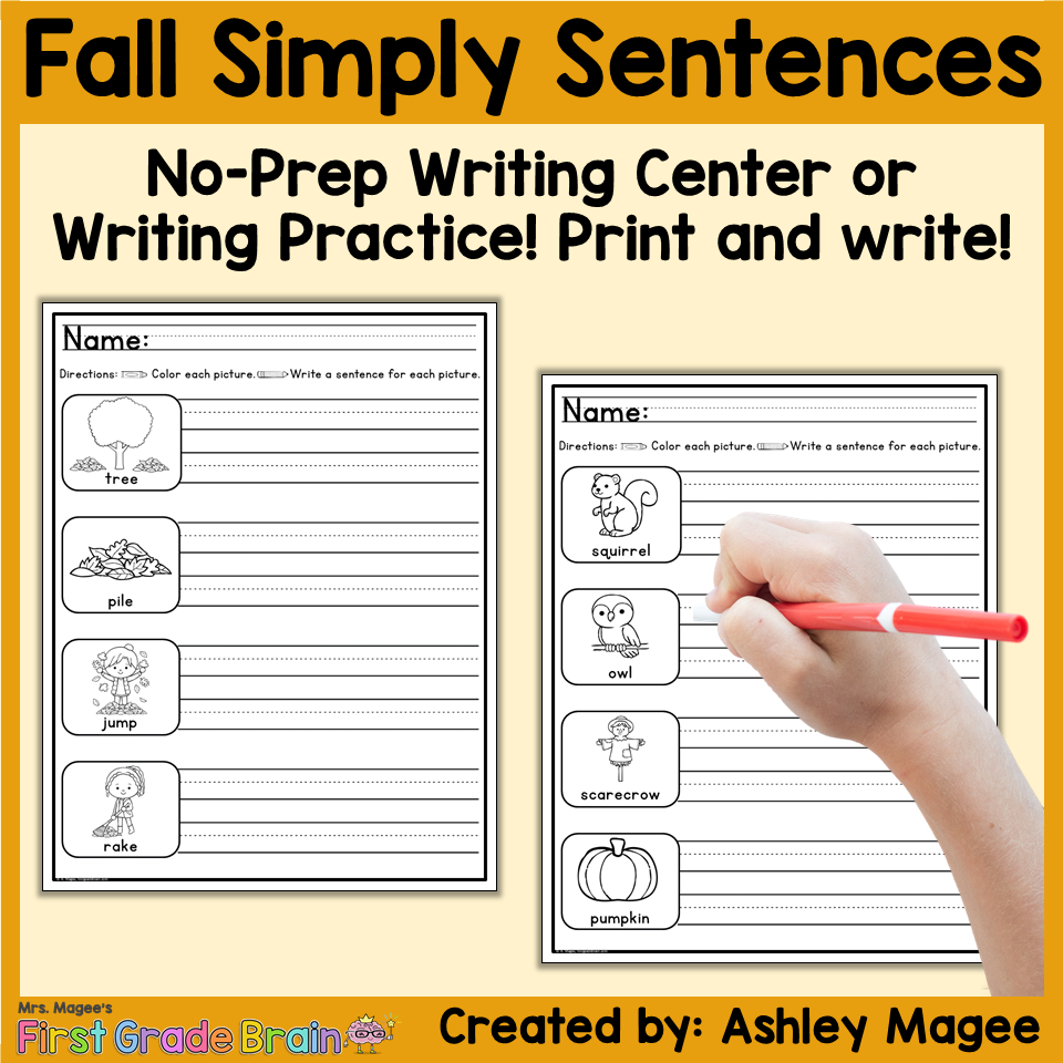Simply Sentences Fall No Prep Sentence Writing Activity Center Practice ...
