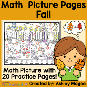 Fall Math Activity Skill Practice Math Picture Pages Add, Subtract ...