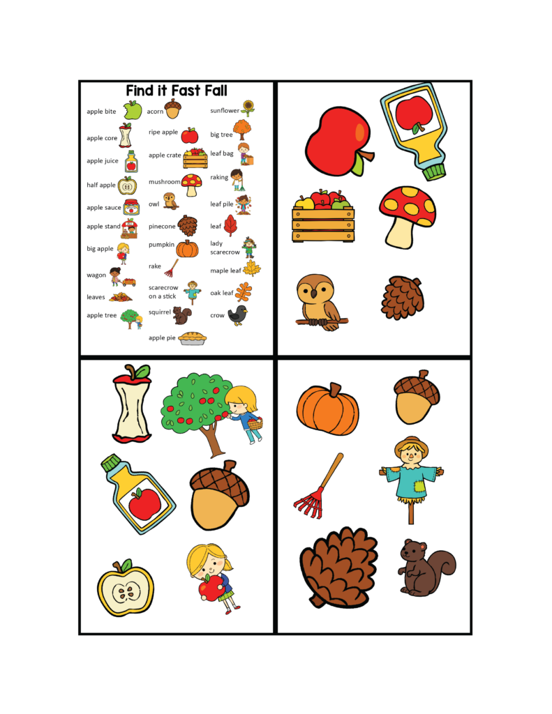 Fall Find it Fast Card Game | Made By Teachers