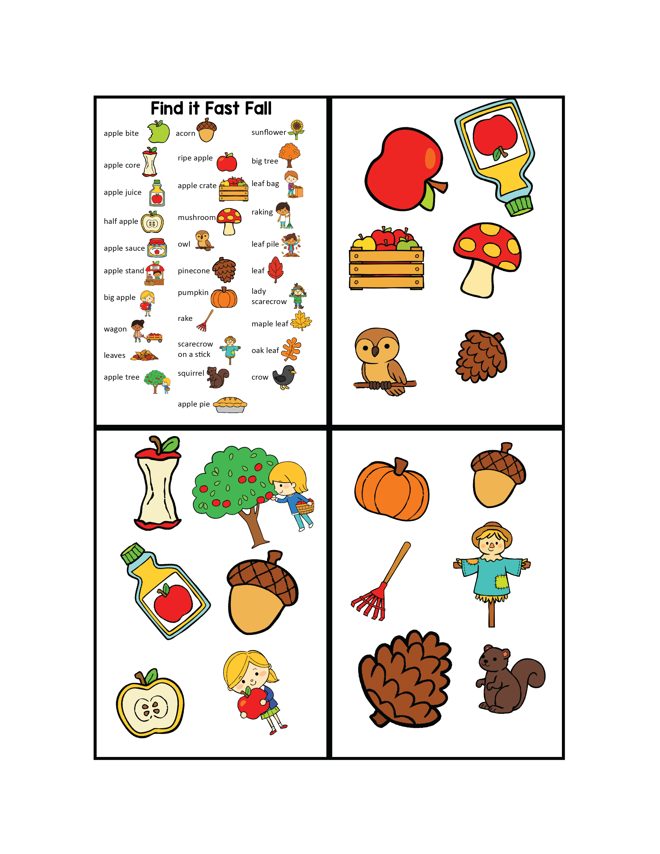 Fall Find it Fast Card Game | Made By Teachers