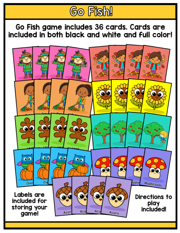 Fall Seasonal Fun Go Fish Game - Themed Game and Writing | Made By Teachers