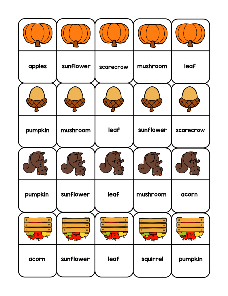 Fall Domino Game with Writing Activity Options - Seasonal Dominoes ...
