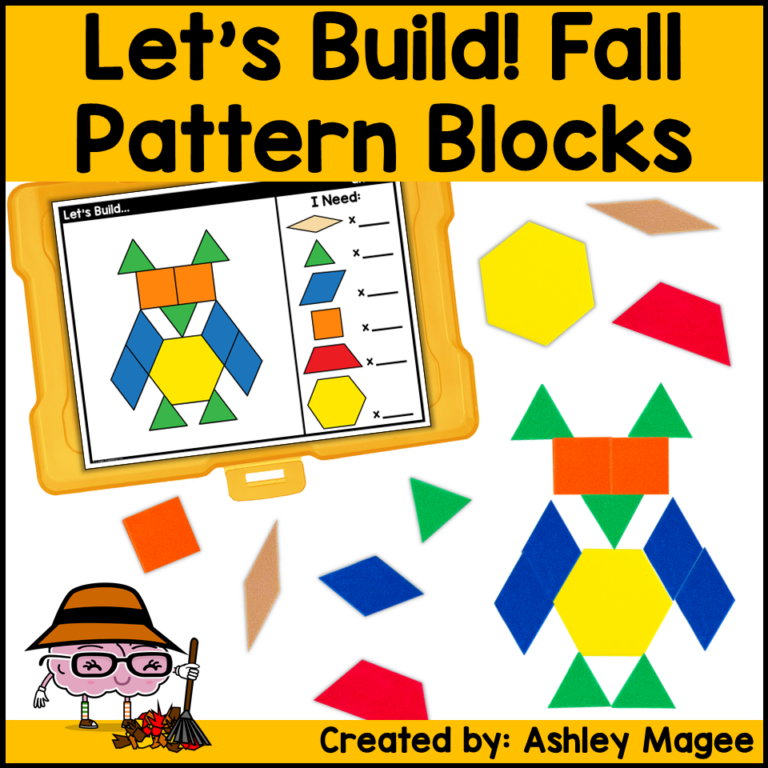 Let's Build - Fall Pattern Block Mats and Task Cards Center with ...