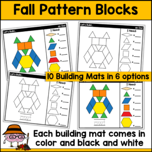 Let's Build - Fall Pattern Block Mats and Task Cards Center with ...