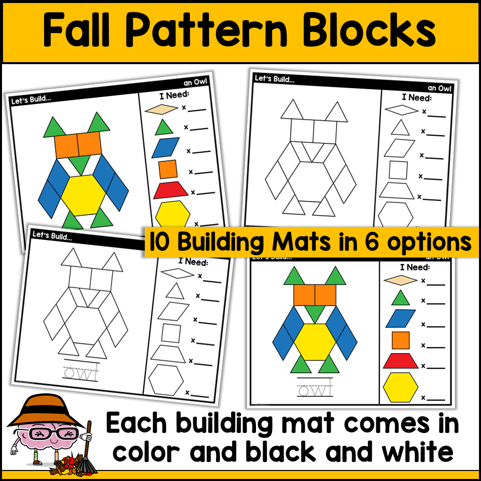 Let's Build - Fall Pattern Block Mats and Task Cards Center with ...