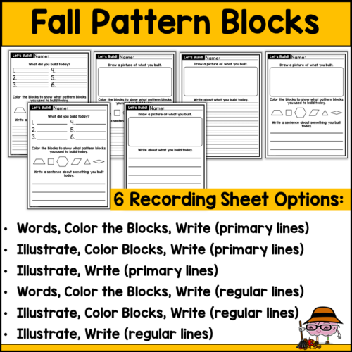 Let's Build - Fall Pattern Block Mats and Task Cards Center with ...