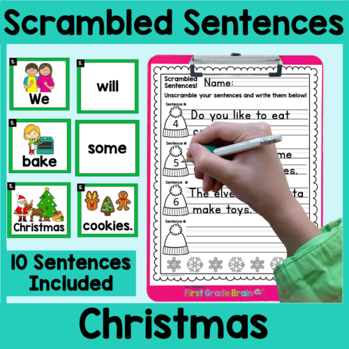 Christmas Scrambled Sentences December Writing Activity Center | Made ...