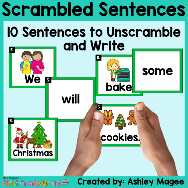 Christmas Scrambled Sentences December Writing Activity Center | Made ...
