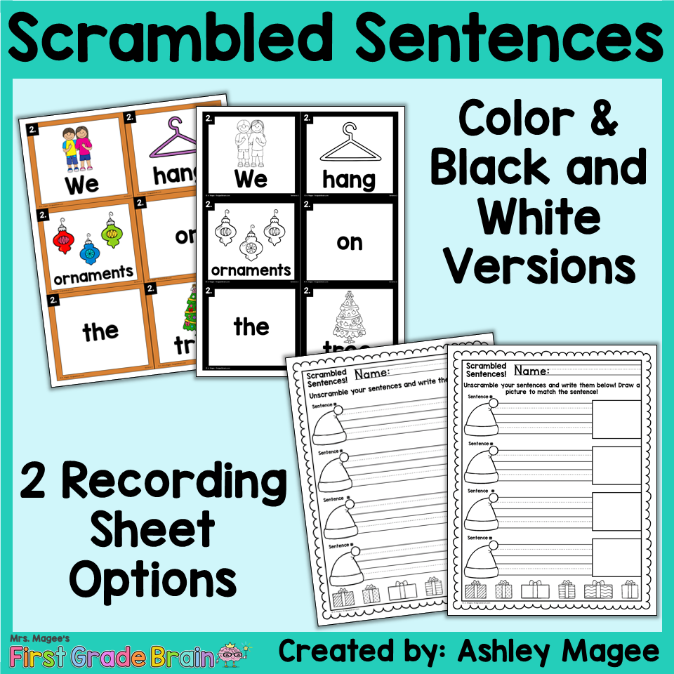 Christmas Scrambled Sentences December Writing Activity Center | Made ...