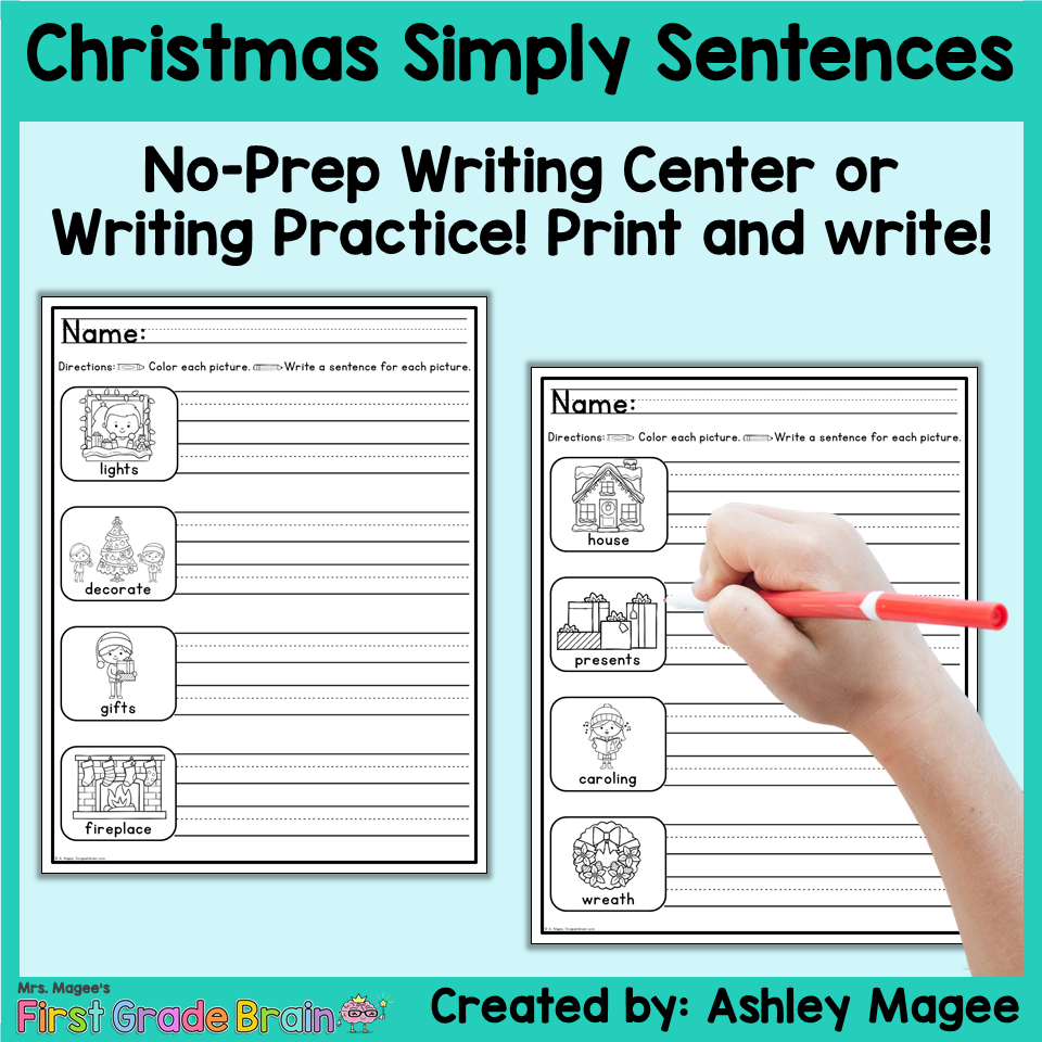 Simply Sentences - Christmas - No Prep Sentence Writing Center or ...
