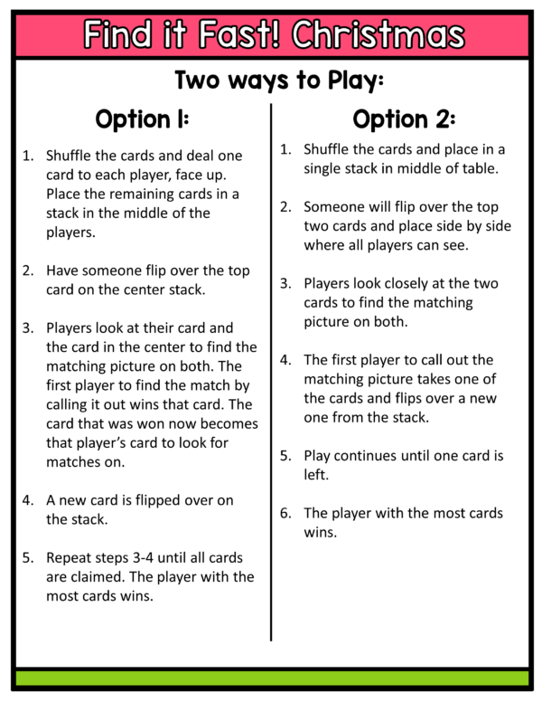 Christmas Find it Fast Card Game - Made By Teachers