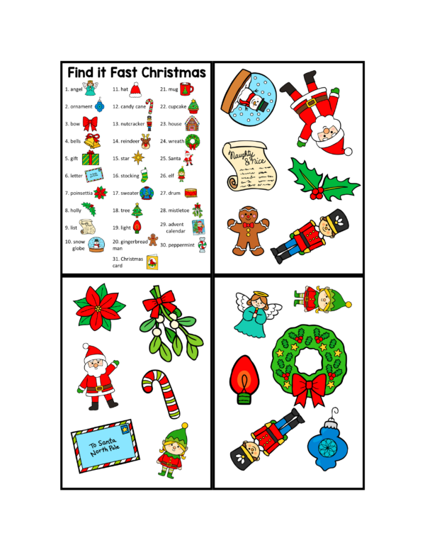 Christmas Find it Fast Card Game | Made By Teachers