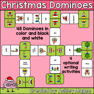 Christmas Domino Game with Writing Activity Options - Christmas Party ...