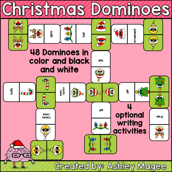 Christmas Domino Game with Writing Activity Options - Christmas Party ...