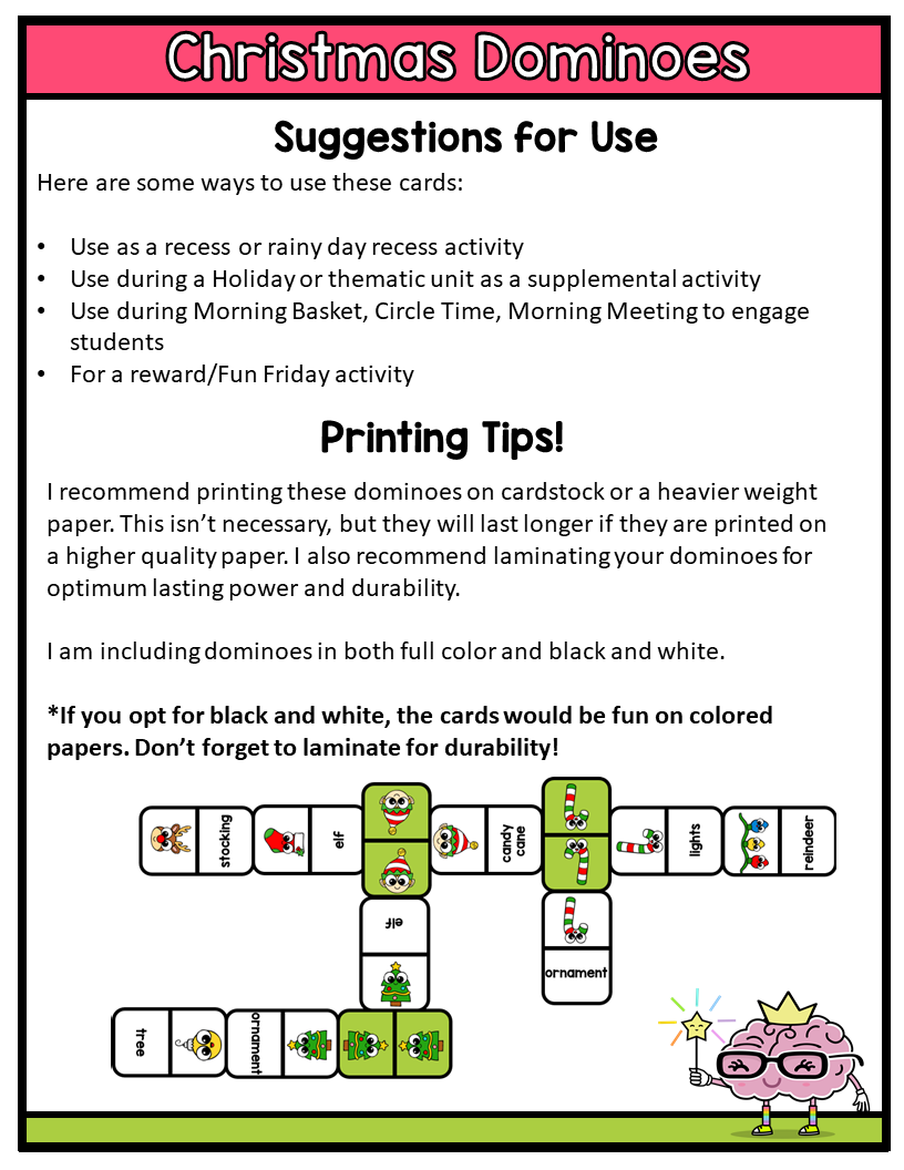 Christmas Domino Game with Writing Activity Options - Christmas Party ...