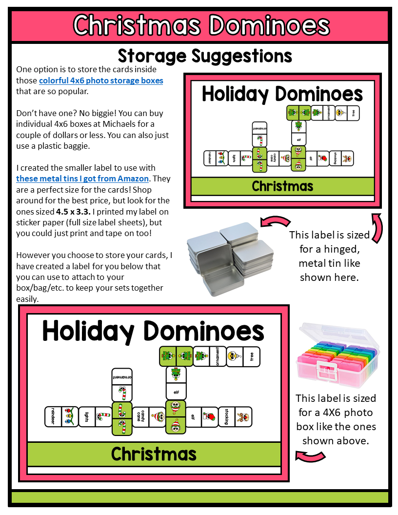 Christmas Domino Game with Writing Activity Options - Christmas Party ...