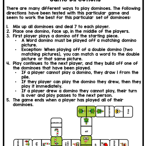 Christmas Domino Game with Writing Activity Options - Christmas Party ...
