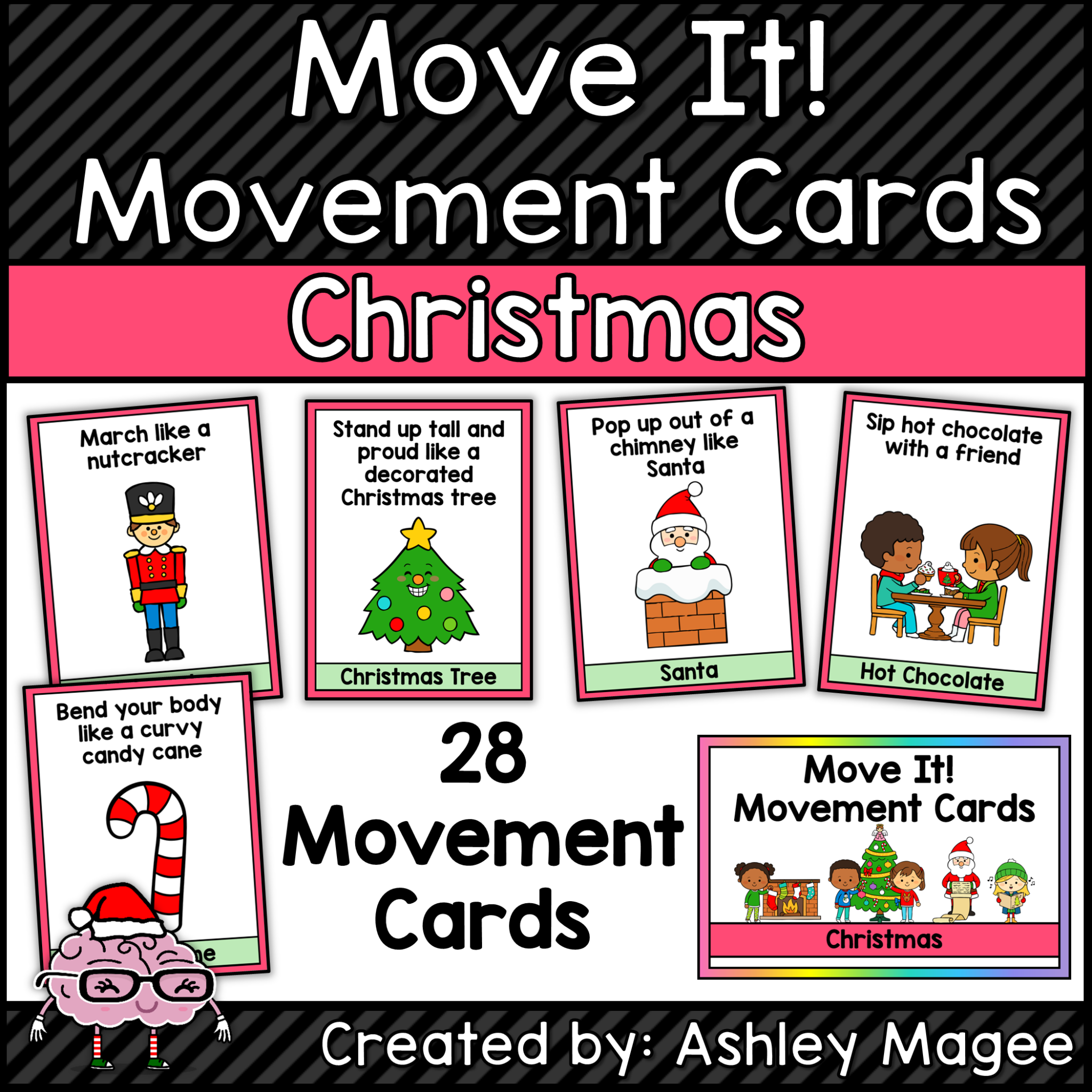 Move It! Movement Cards Christmas Theme Brain Breaks for Gross Motor ...