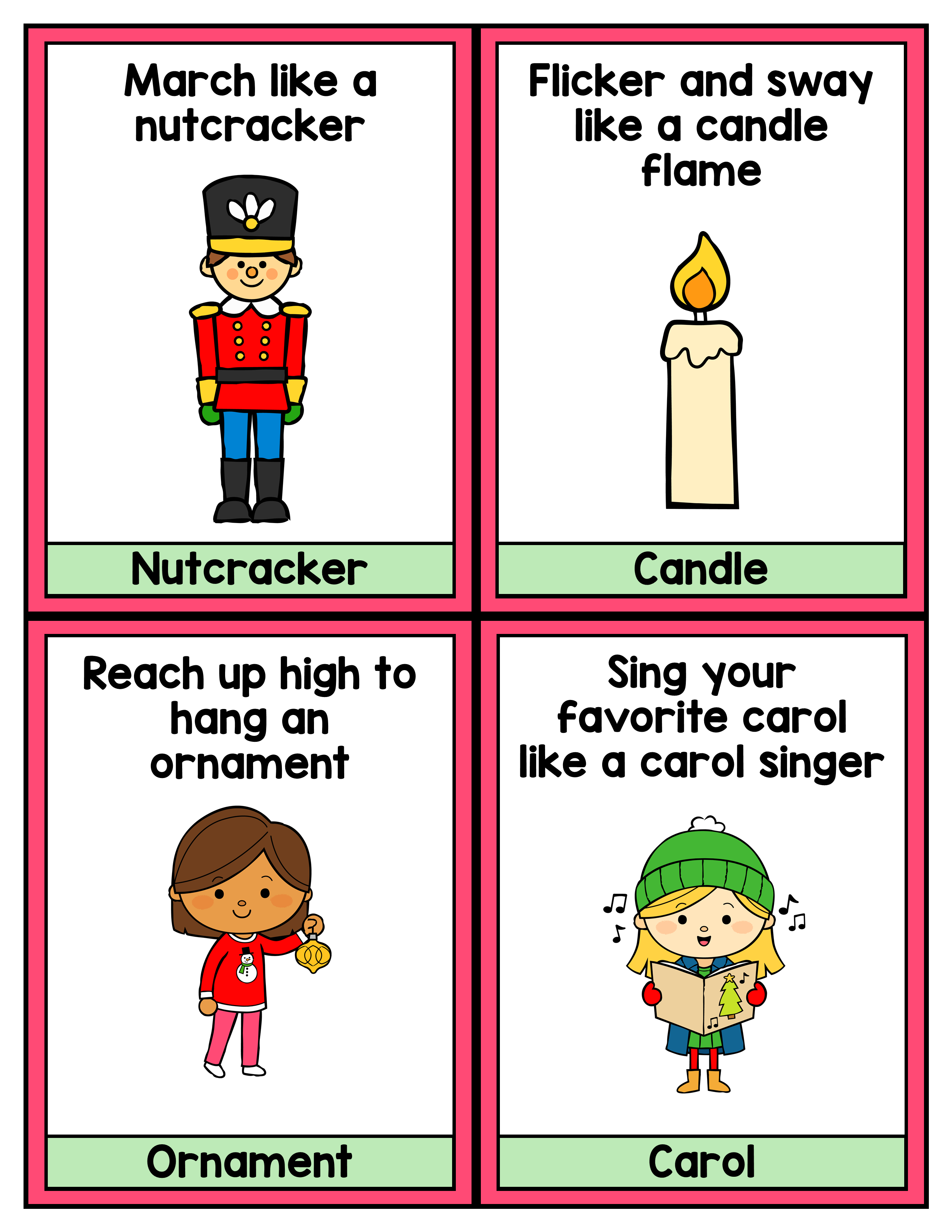 Move It! Movement Cards Christmas Theme Brain Breaks for Gross Motor ...