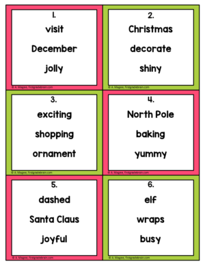 Christmas Grammar Scoot Game Center - 3 Games for Nouns Verbs and ...