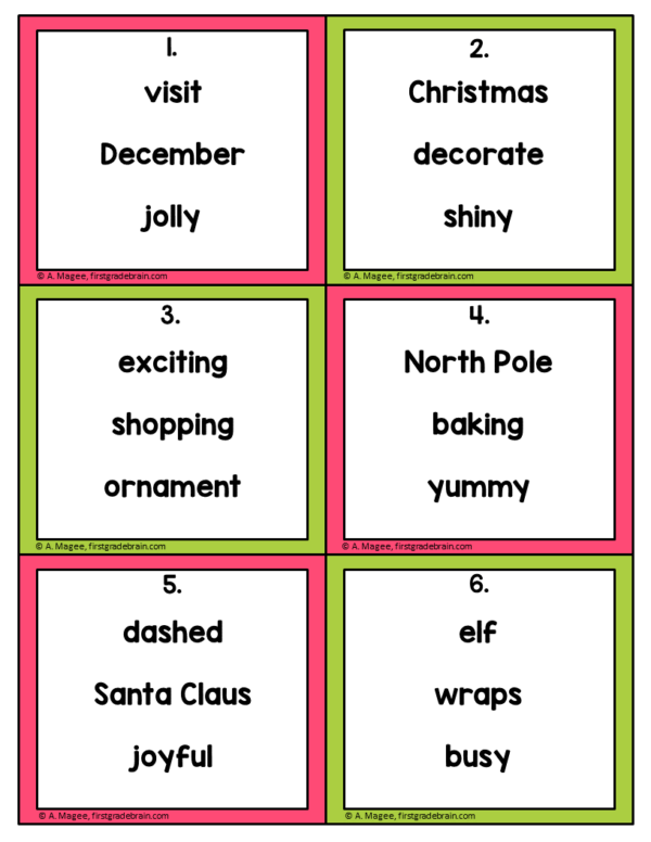 Christmas Grammar Scoot Game Center - 3 Games for Nouns Verbs and ...