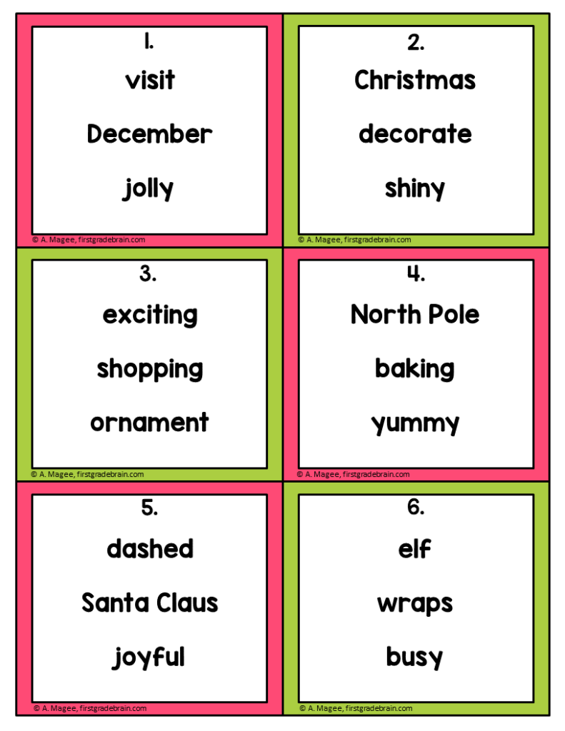 Christmas Grammar Scoot Game Center - 3 Games for Nouns Verbs and ...