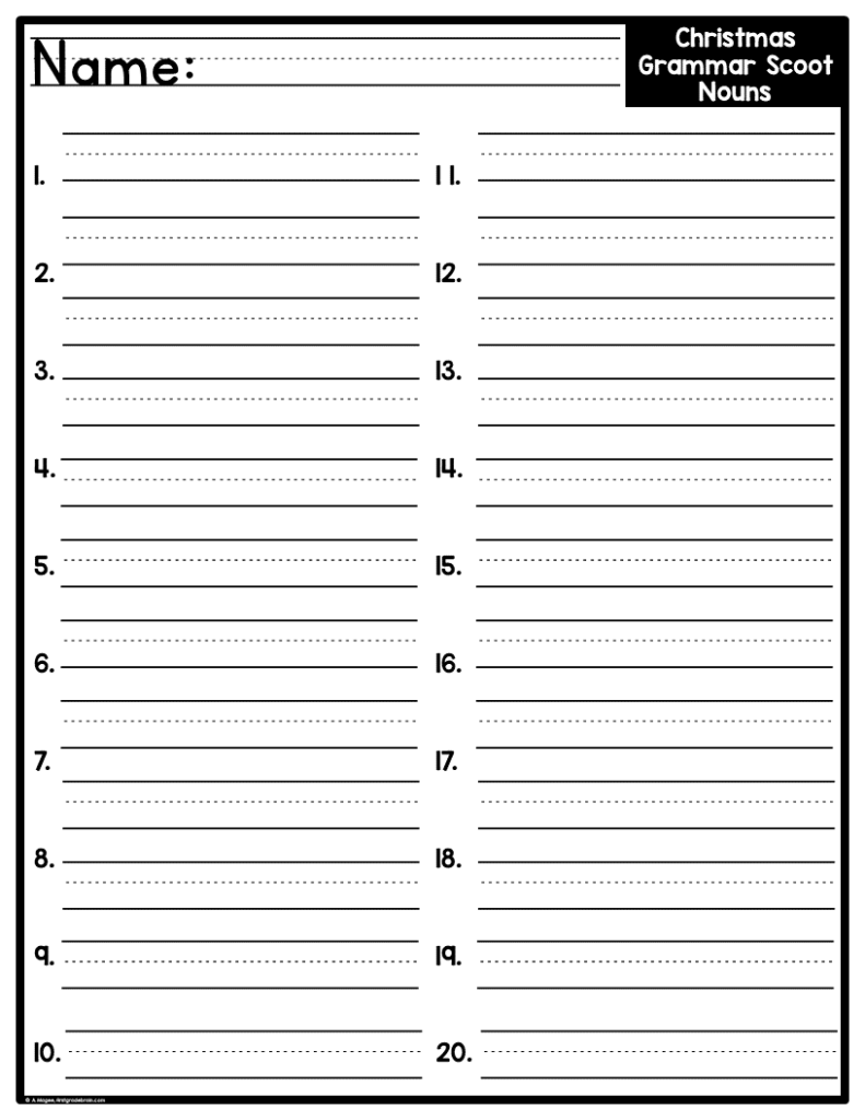 Christmas Grammar Scoot Game Center - 3 Games for Nouns Verbs and ...