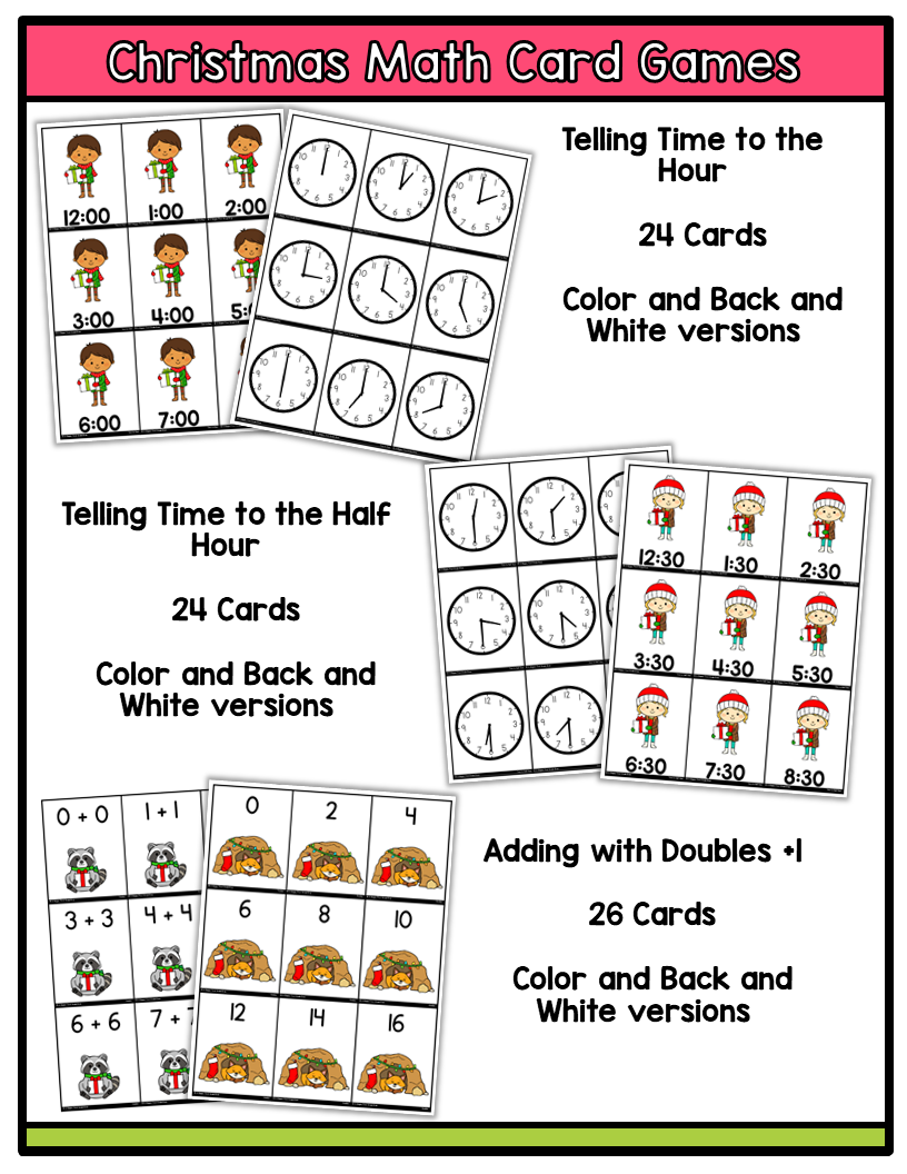 Christmas December Math Card Games: 13 Games for Addition, Time, & More ...
