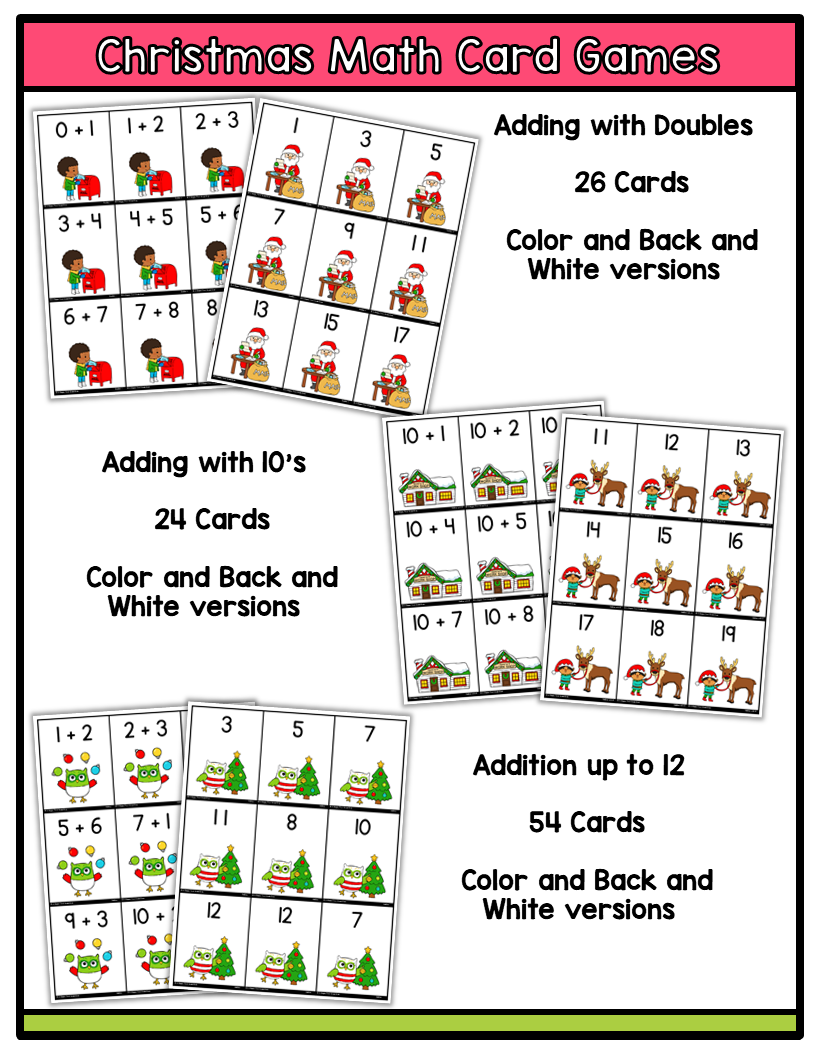 Christmas December Math Card Games: 13 Games for Addition, Time, & More ...