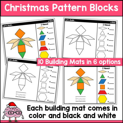 Let's Build - Christmas Pattern Block Mats and Task Cards Center with ...