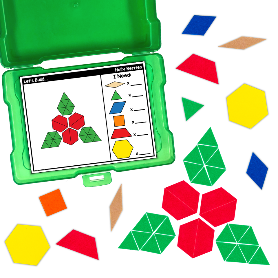Let's Build - Christmas Pattern Block Mats and Task Cards Center with ...