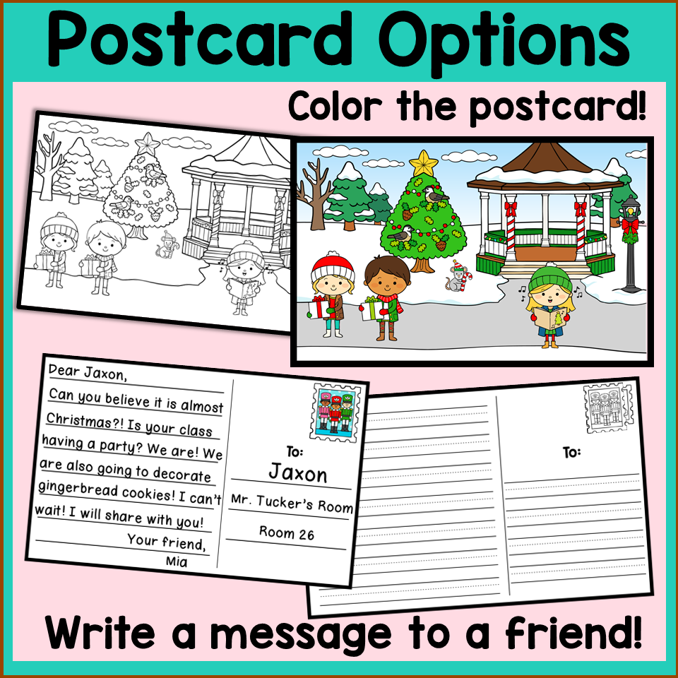 Postcards for Pals: Christmas Themed Writing Activity Center Station ...