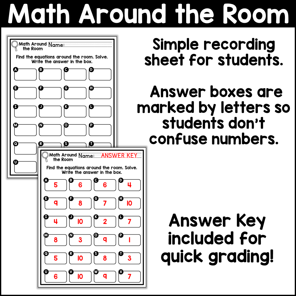 Christmas Math Around the Room Activity Addition to 10 Task Cards ...