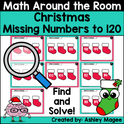 Christmas Math Around the Room Missing Numbers to 120 Print Task Card ...