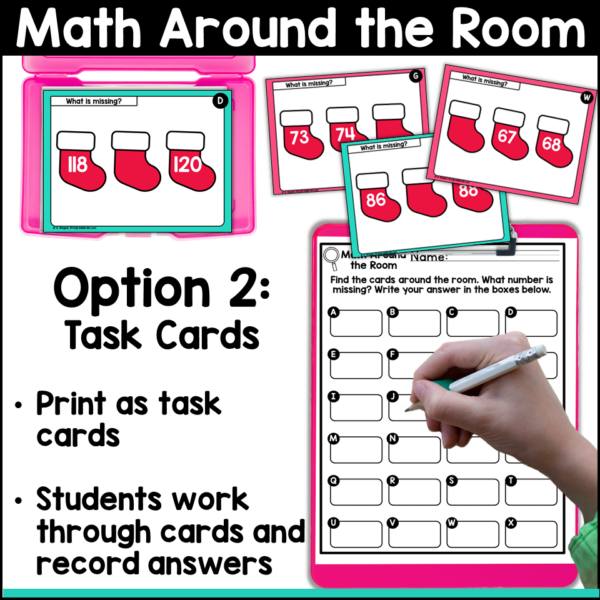 Christmas Math Around the Room Missing Numbers to 120 Print Task Card ...