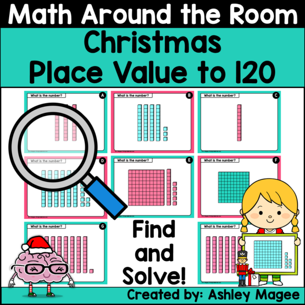 Christmas Math Around the Room Place Value to 120 Printable Task Card ...